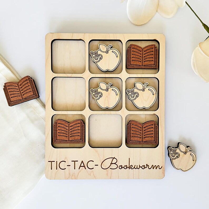 Custom Bookworm Game Board, Tic Tac Toe Game for Kids, Personalized ...