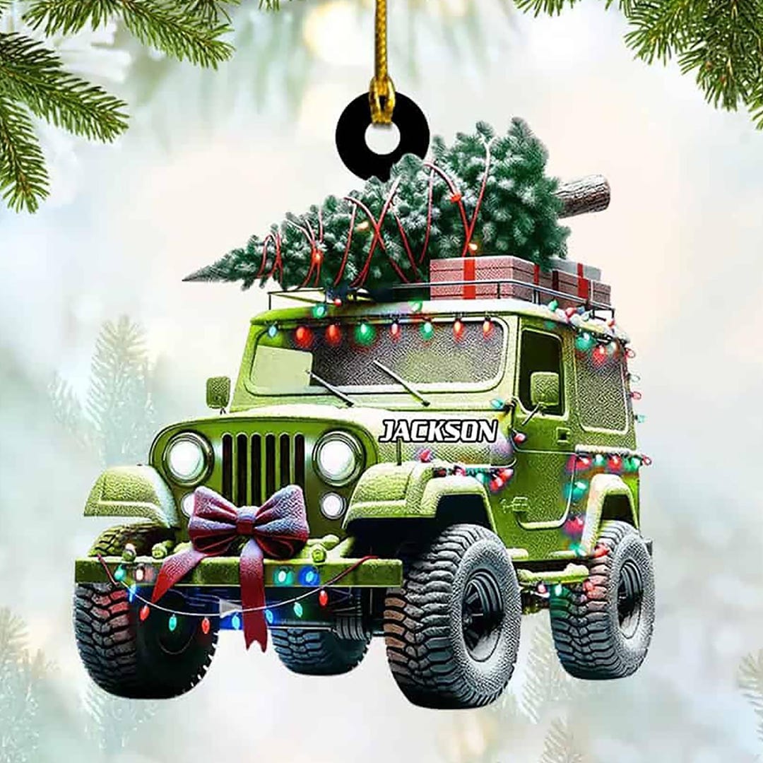Custom Name Jeep Car Ornament, Personalized Off-road Christmas Ornament ...
