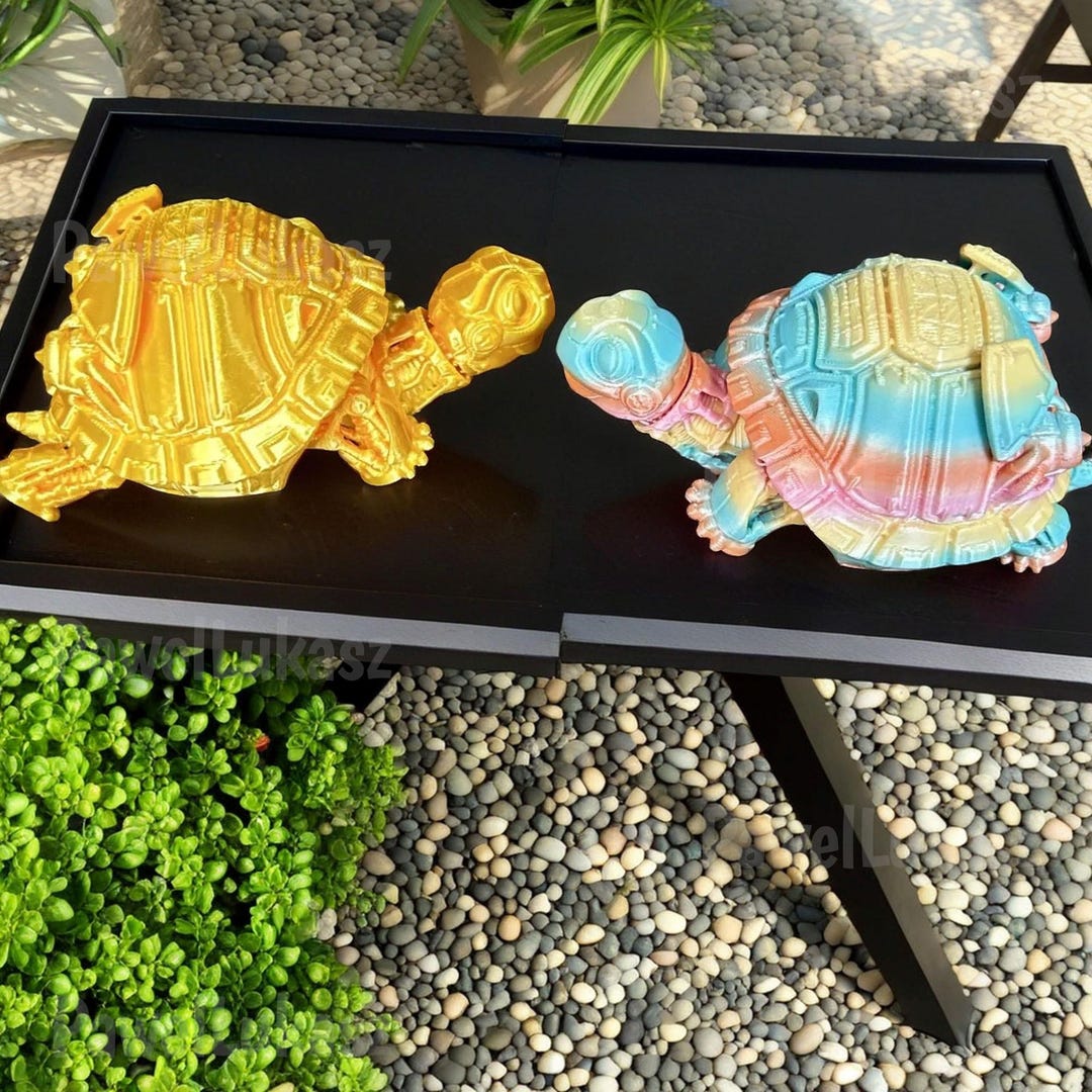 3D Printed Articulated Mystery Sea Turtle, Multi-color Print Cute ...