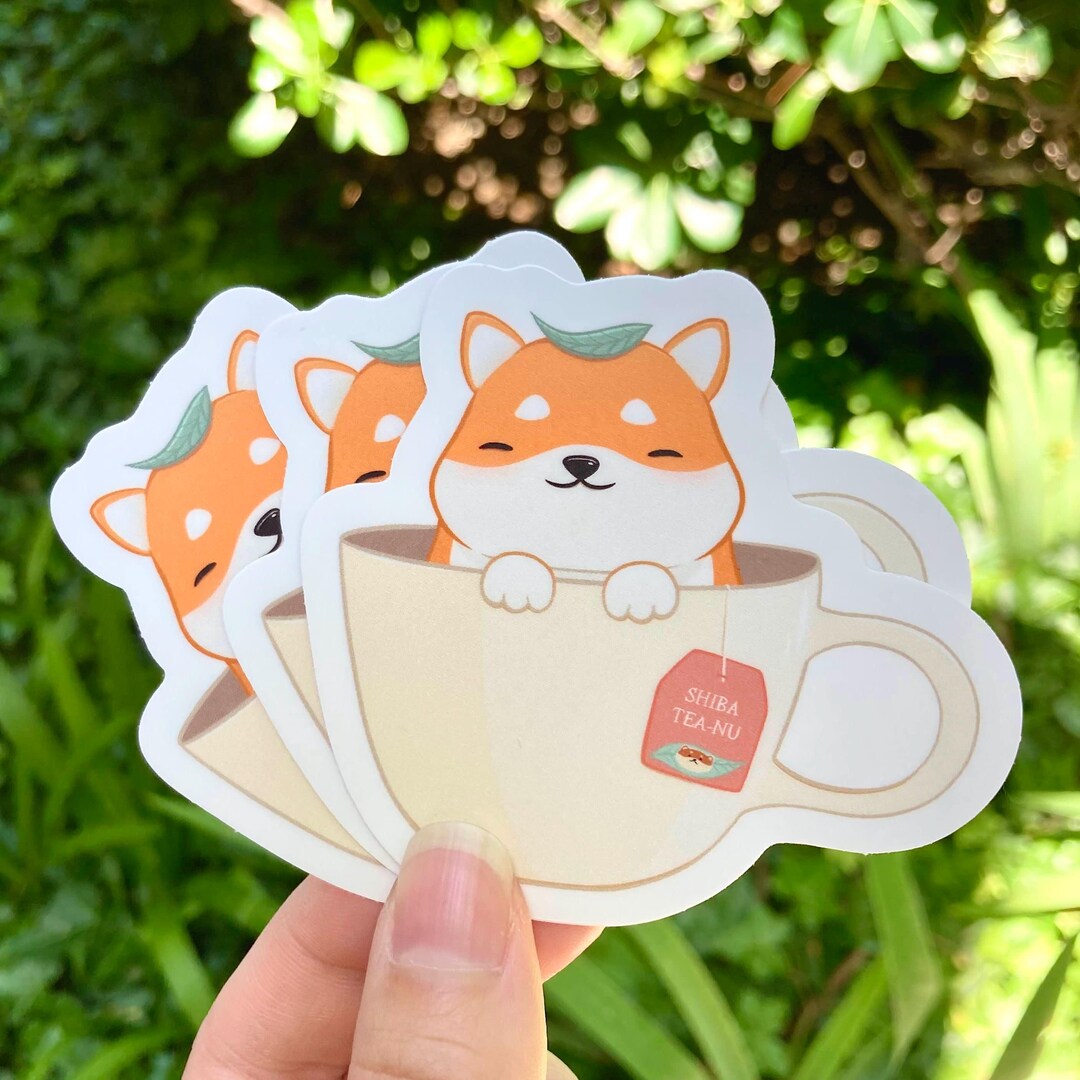 Shiba Tea-nu (shiba Inu in a Tea Cup) - Matte Vinyl and Waterproof ...