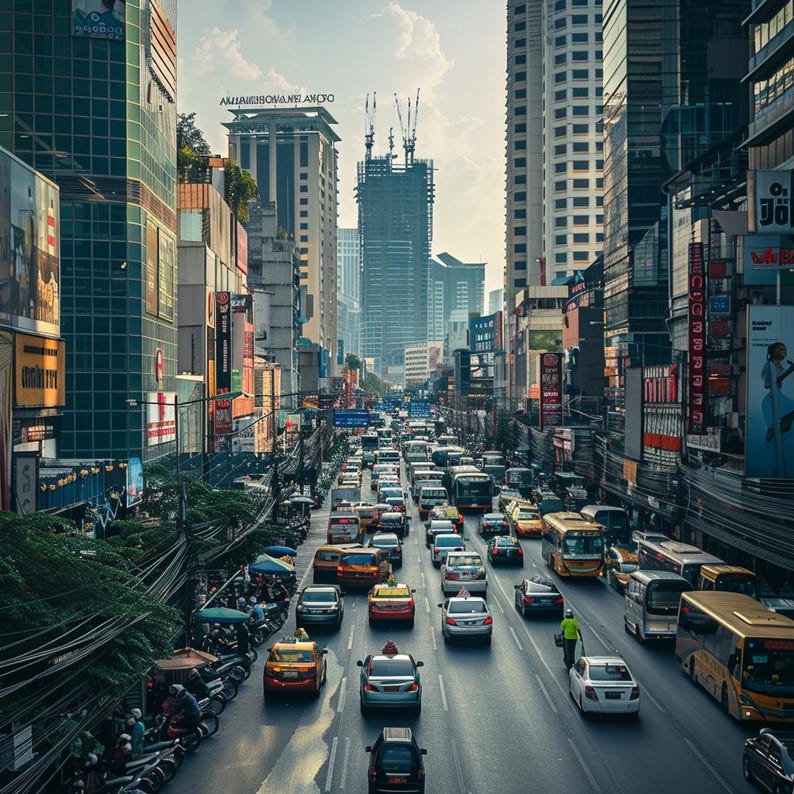 City Landscape Ai-generated Digital Print, Busy City Landscape Photo ...