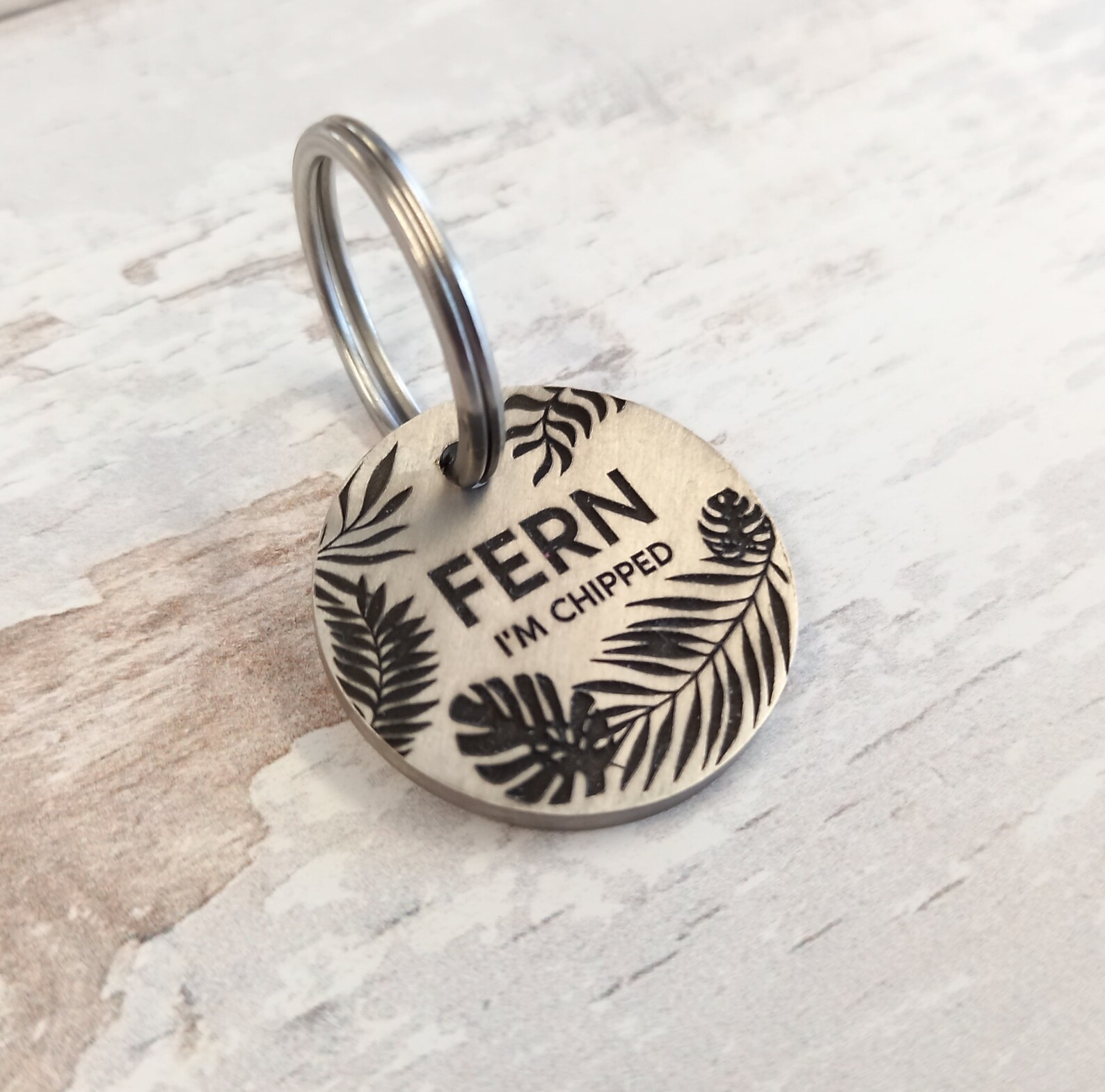 Durable Chunky Tropical Leaf Dog Tag, Brass or Stainless Steel Dog Tag ...