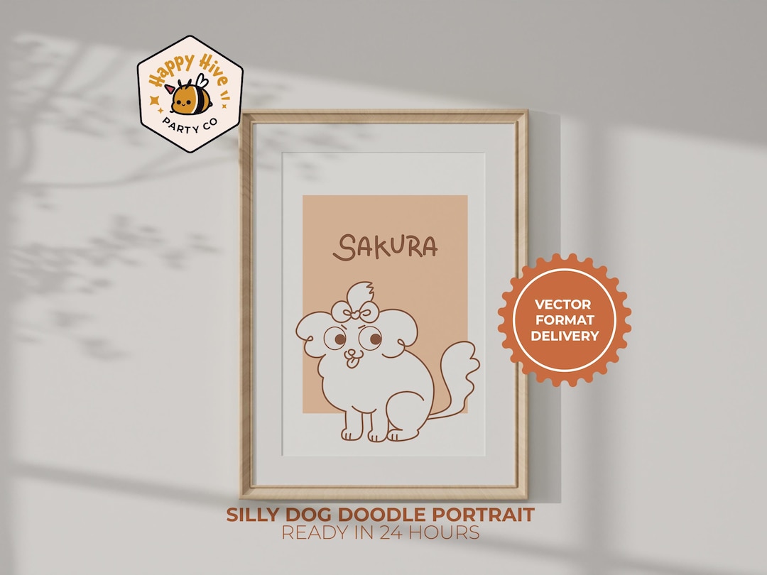 Silly Dog Doodle Vector Portrait Gift for the Doggo Lover - Etsy