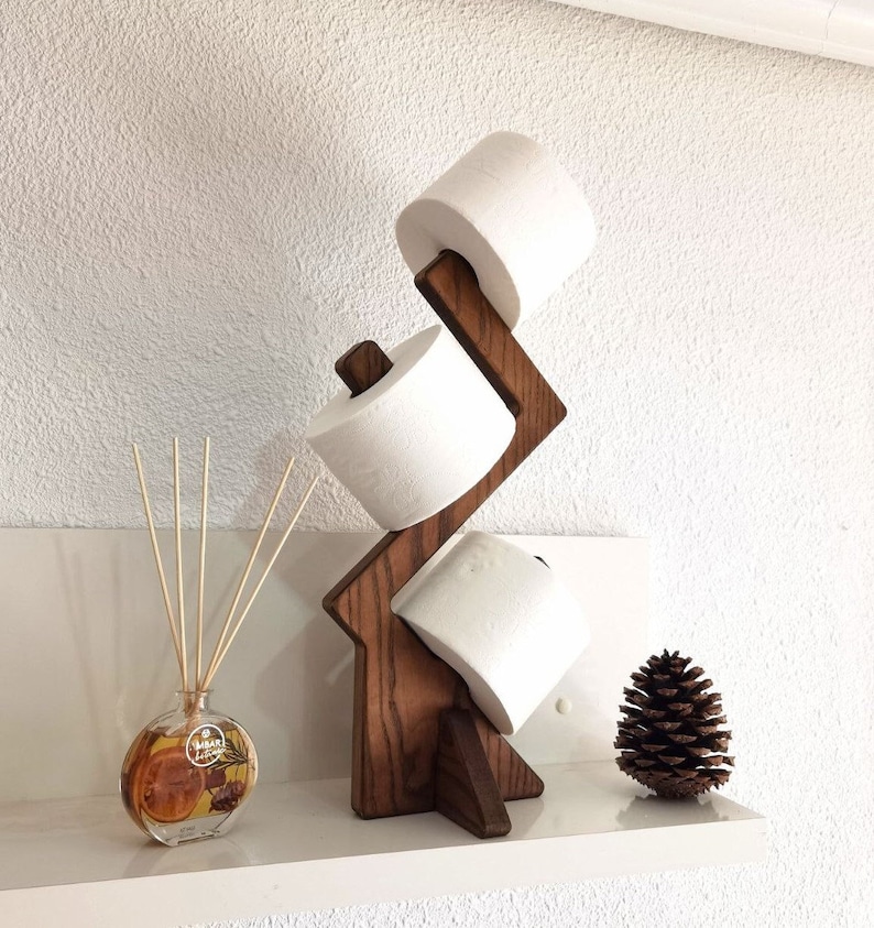 Original Wooden Floor Toilet Paper Holder Unique Wooden Bathroom Rack ...