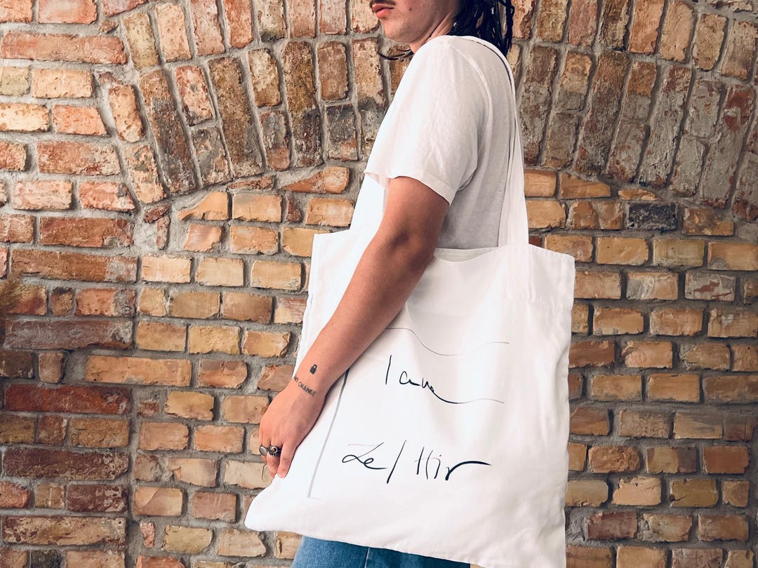 LGBT Ze Hir Pronouns Tote Bag: Handmade Upcycled Cotton Shopper - Etsy UK