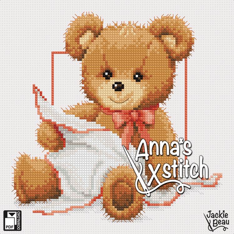Teddy With Blanket - Adorable Baby Item Xstitch PDF Pattern for Modern ...