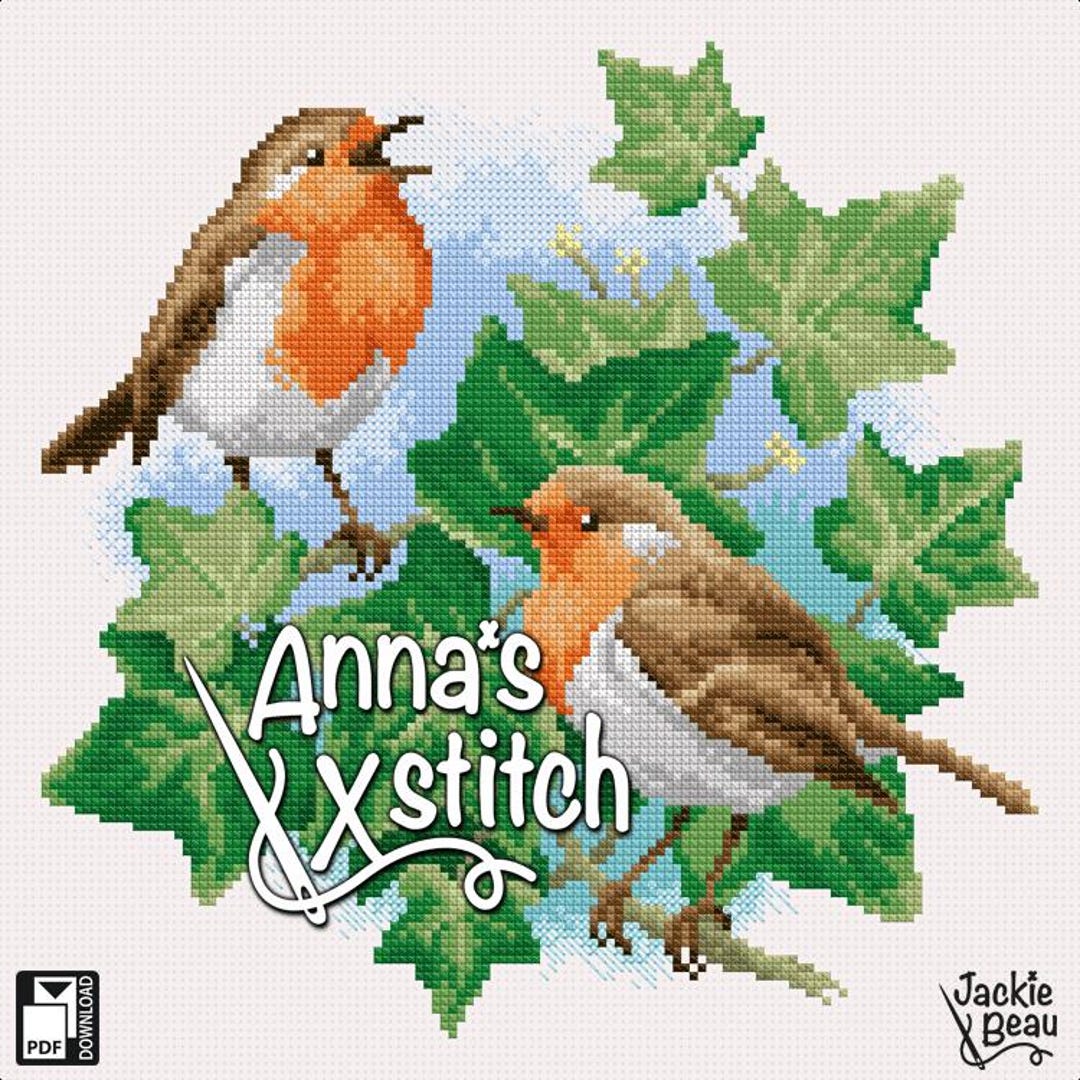 Robins - Colorful Bird Cross Stitch Pattern PDF Instant Download ...
