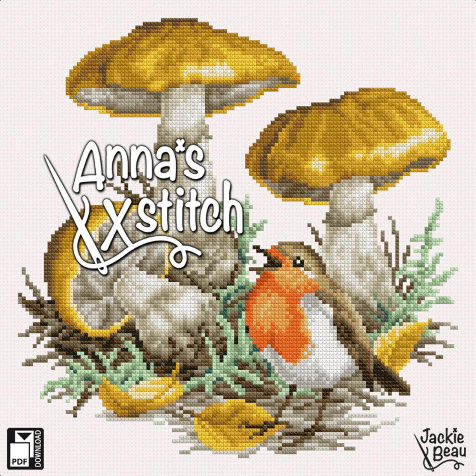 Robin in the Fall - Colorful Bird Cross Stitch Pattern PDF Instant ...