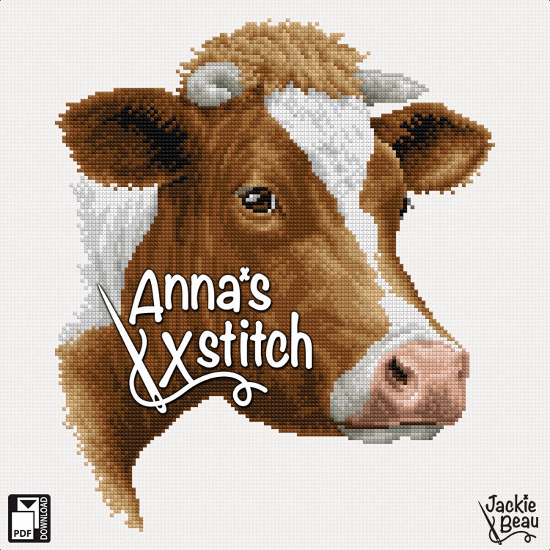 Brown Cow - Pet Cross Stitch Pattern Featuring a Domestic Animal PDF ...
