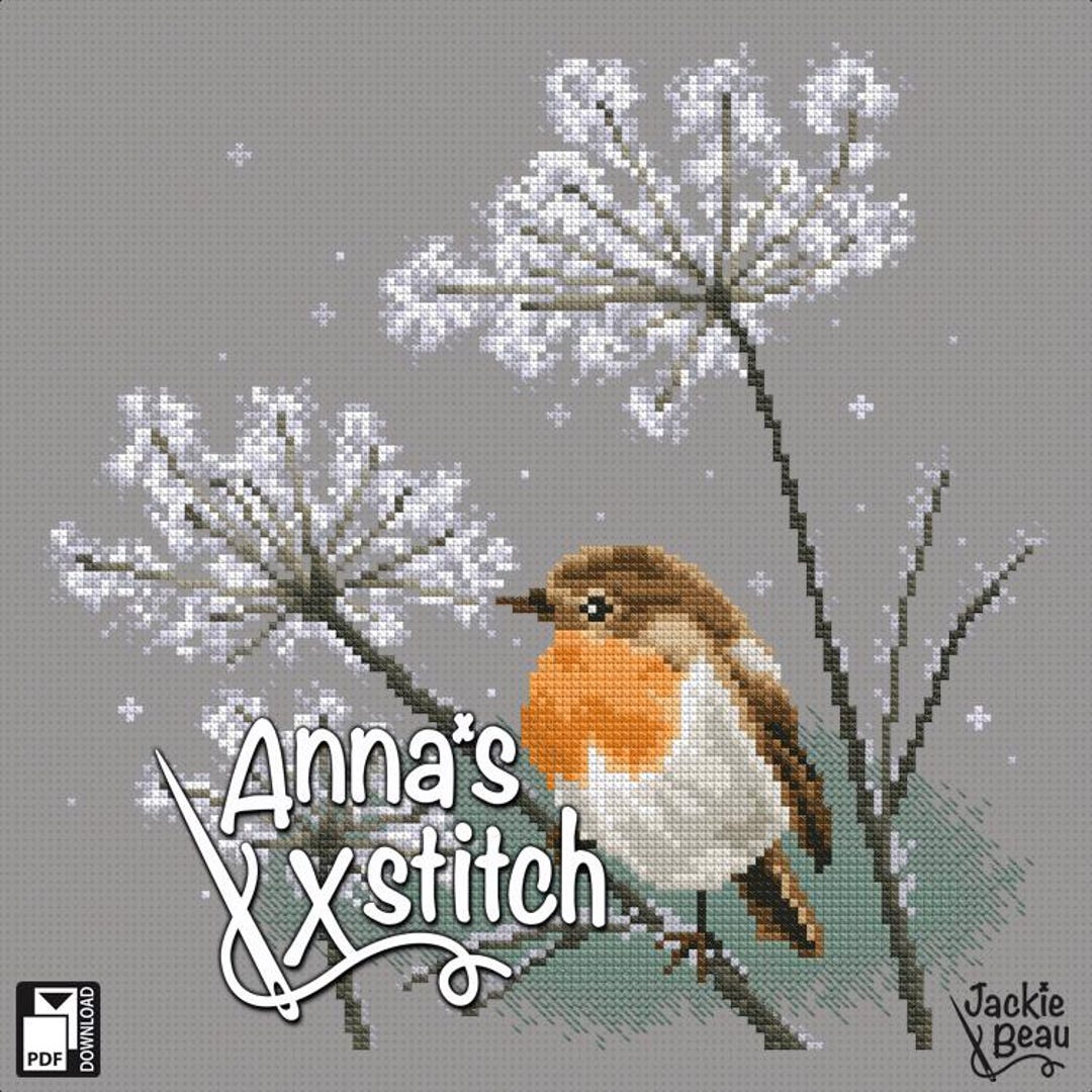 Robin in Winter - Colorful Bird Cross Stitch Pattern PDF Instant ...