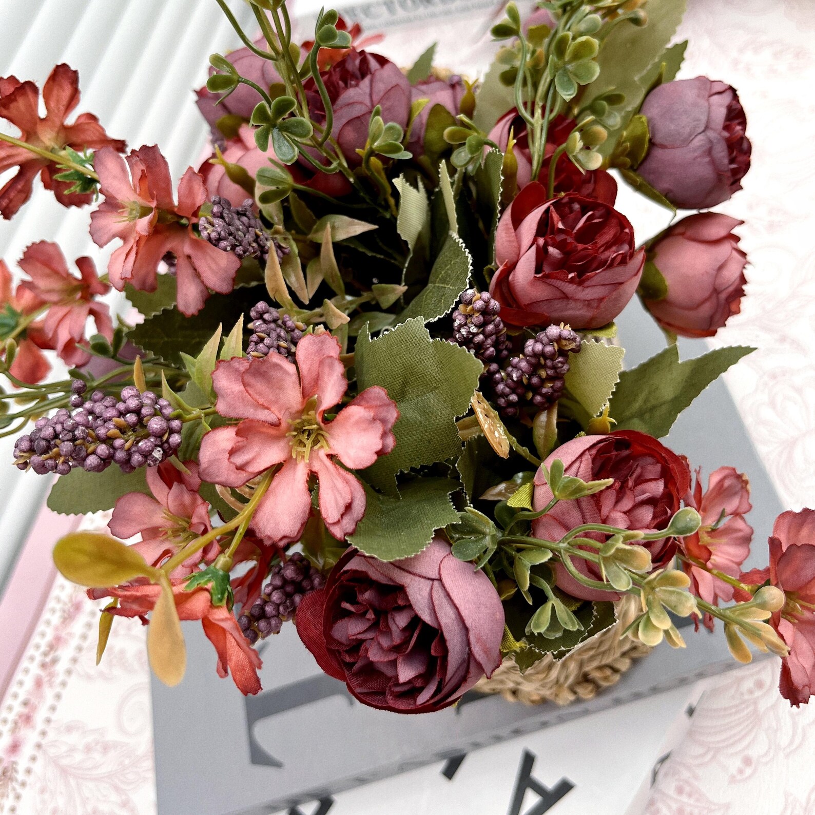 Simulation Artificial Flower Basket Wedding Decorations Artificial ...