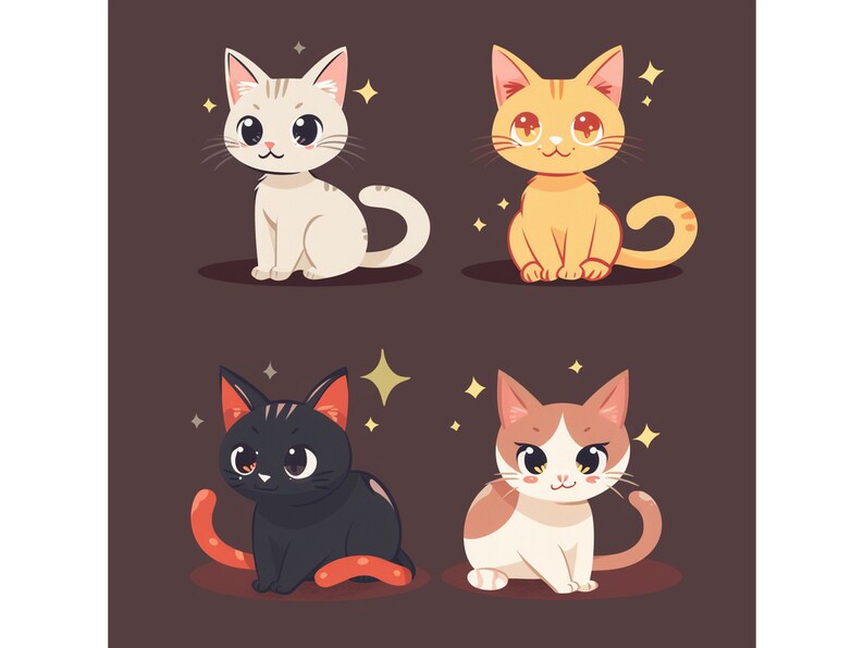 Cats Clipart Bundle PNG Cute Cats PNG Perfect for Card Making - Etsy