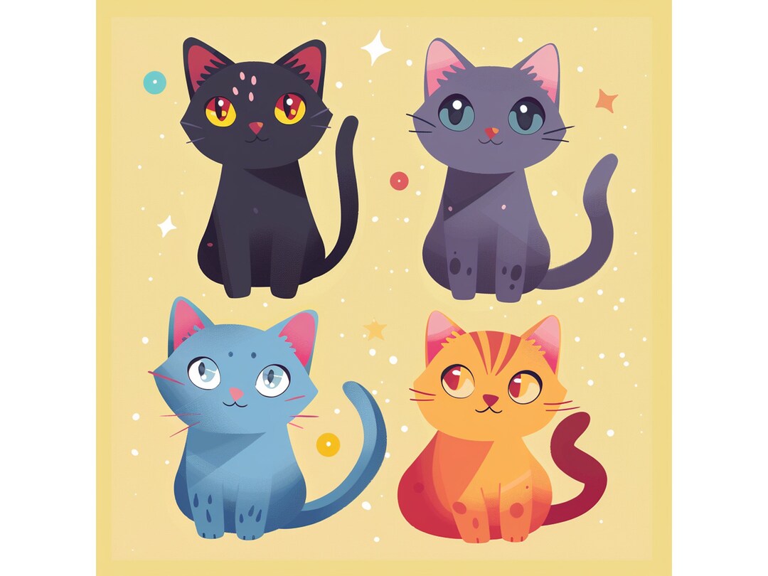 Cats Clipart Bundle PNG Cute Cats PNG Perfect for Card Making - Etsy