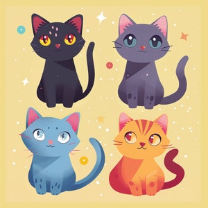 Cats Clipart Bundle PNG Cute Cats PNG Perfect for Card Making - Etsy