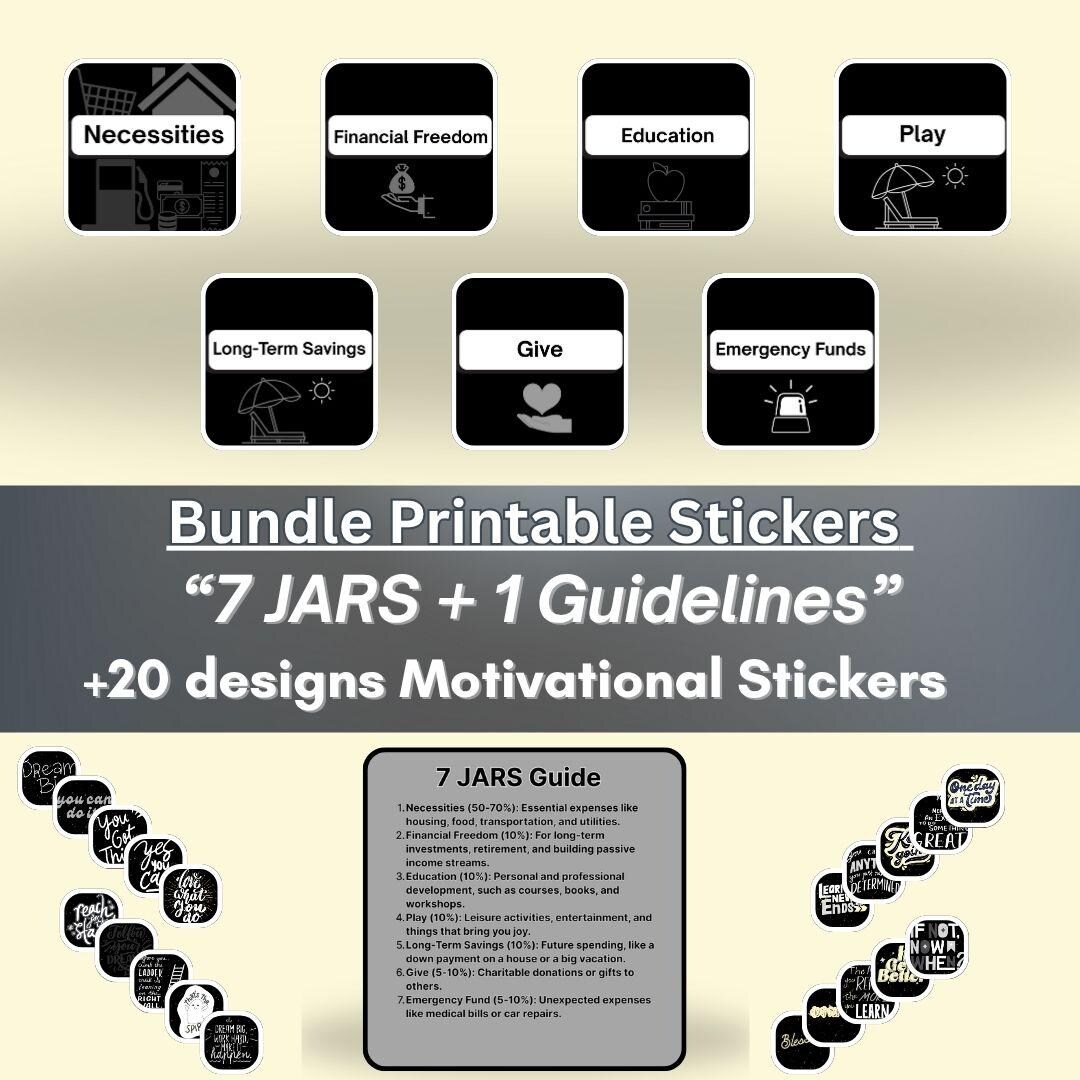 Budget Sticker Label Printable and 20 Motivational Printable Sticker| 7 ...