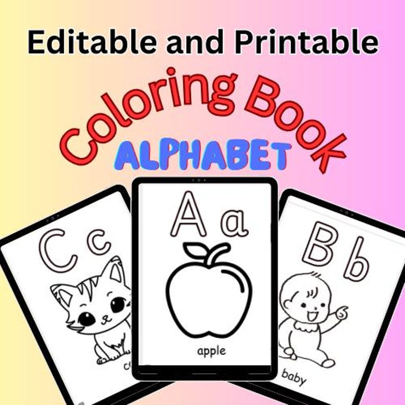 Editable Alphabet Coloring Pages: Preschool Activity (printable) - Etsy