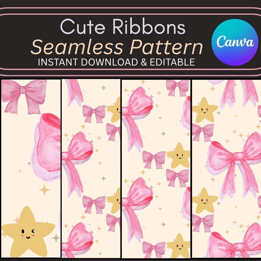 Ribbon Seamless Pattern | Editable Print for Canva (digital Download - Etsy