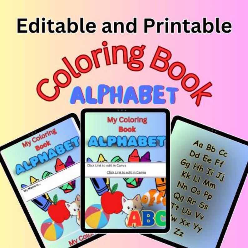 Editable Alphabet Coloring Pages: Preschool Activity (printable) - Etsy