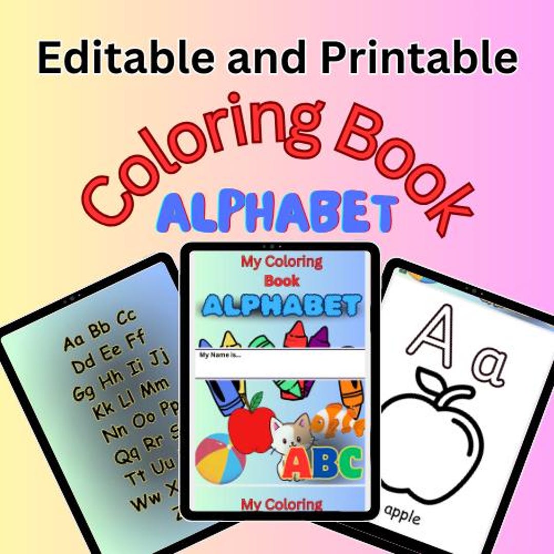 Editable Alphabet Coloring Pages: Preschool Activity (printable) - Etsy
