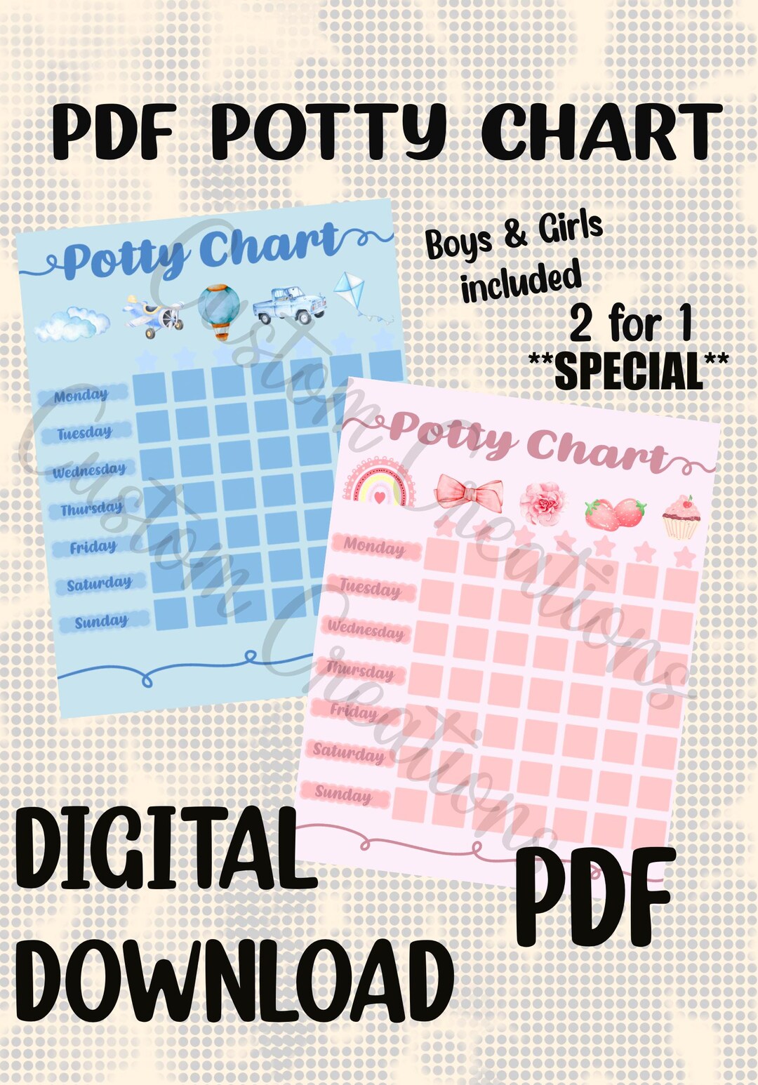 POTTY CHART, Boys and Girls, Potty Training Chart, PDF, Charts, Potty ...