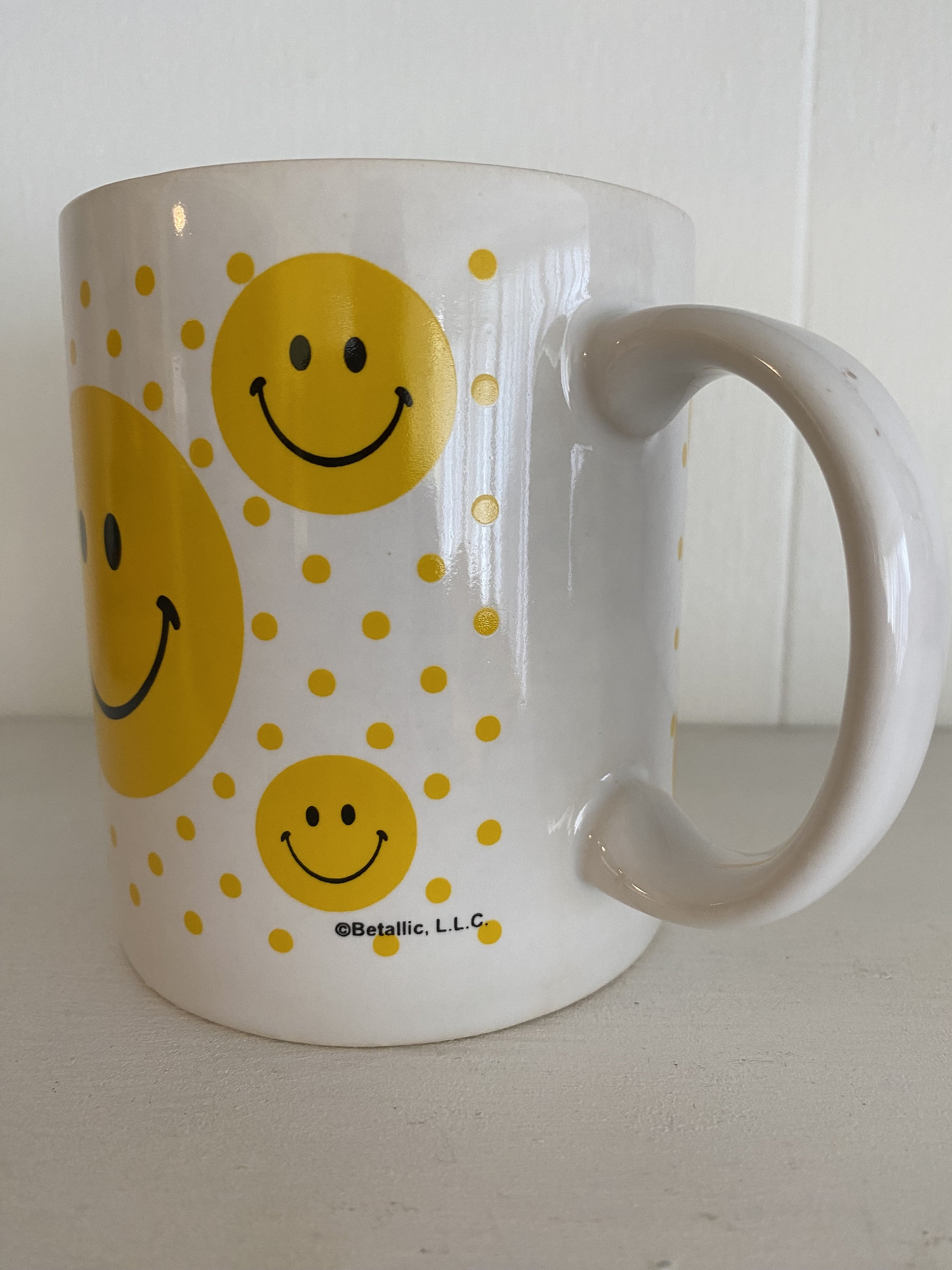 Vintage 90s Smiley Face Mug White and Yellow Smile Ceramic Collector ...