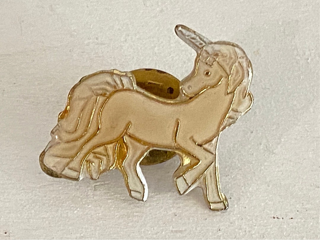 Vintage 80 Gold and White Enamel 1 Unicorn Pin Retro Nostalgia - Etsy
