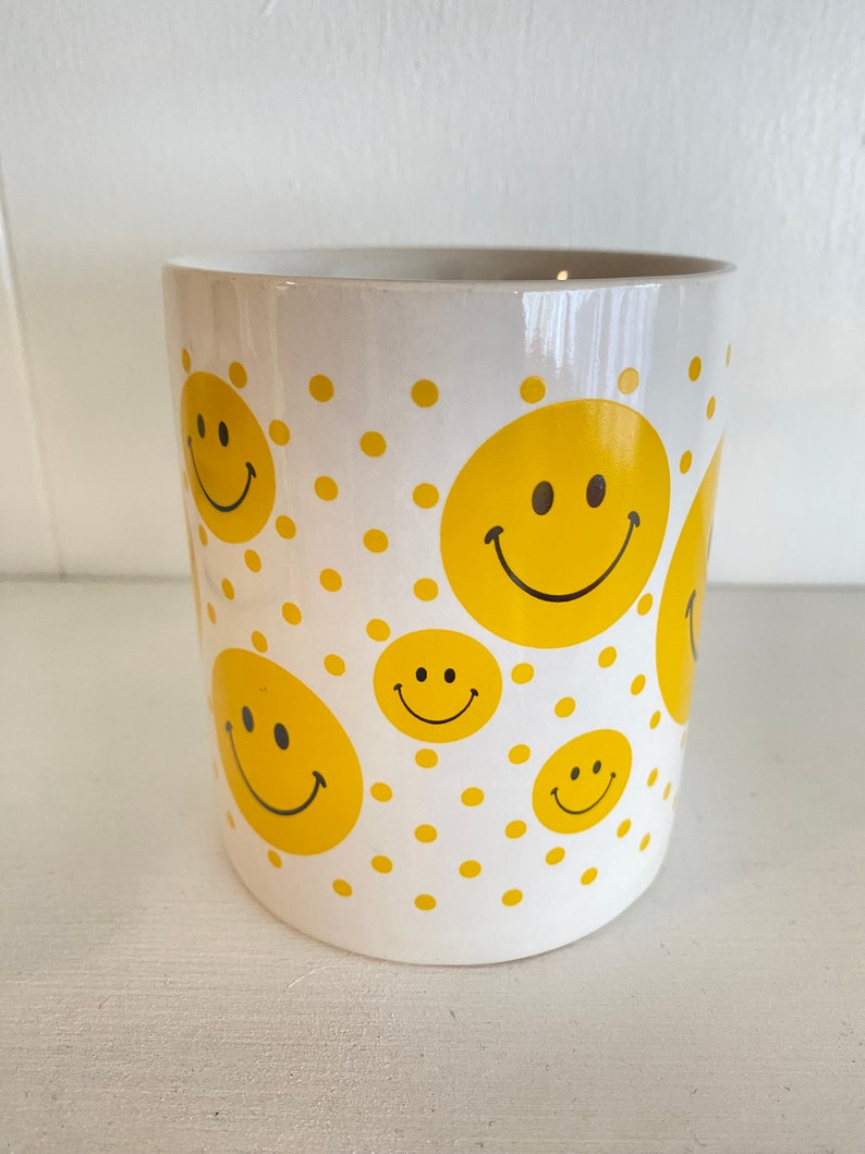 Vintage 90s Smiley Face Mug White and Yellow Smile Ceramic Collector ...
