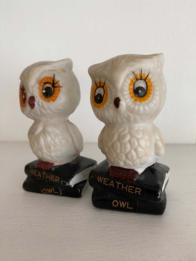 Vintage 60’s Pair Weather Owl Ceramic Figurines Mid Century MCM Retro ...