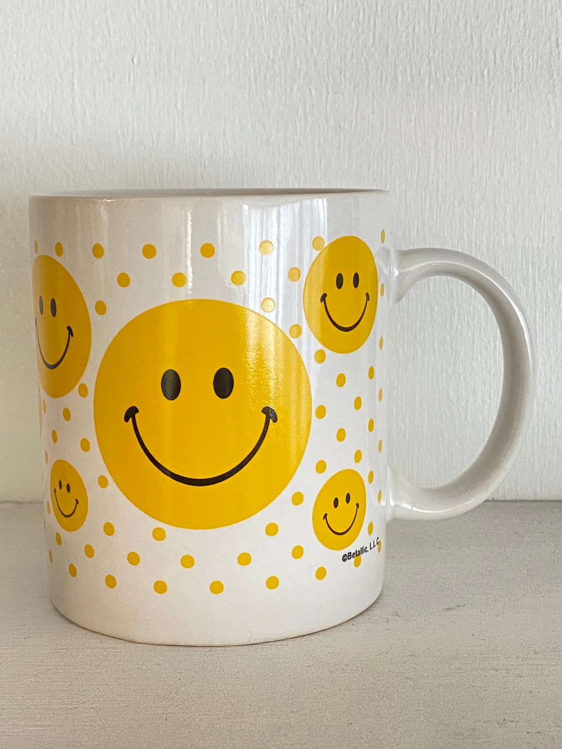 Vintage 90s Smiley Face Mug White and Yellow Smile Ceramic Collector ...