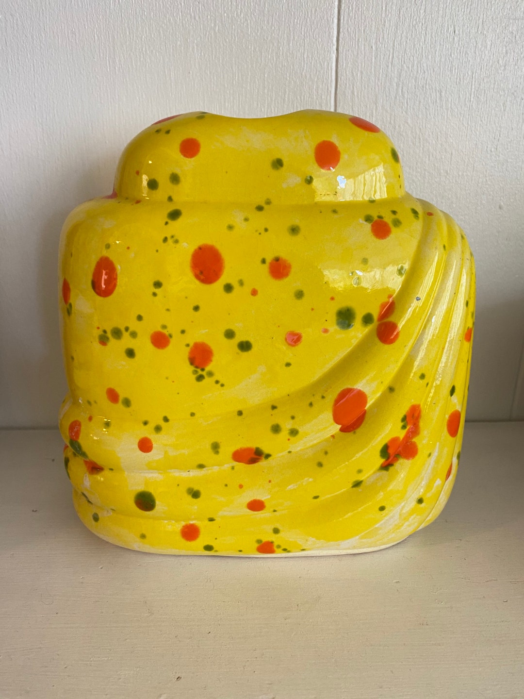 Vintage 60’s Mod Yellow and Orange Speckle Spotted Paint Deco 7.5 ...