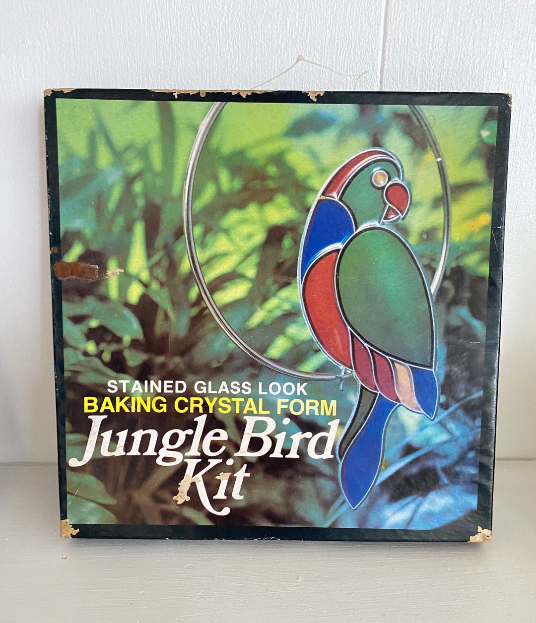 Vintage 70s Aaron Supply Co. Jungle Bird Parrot Stained Glass Look ...
