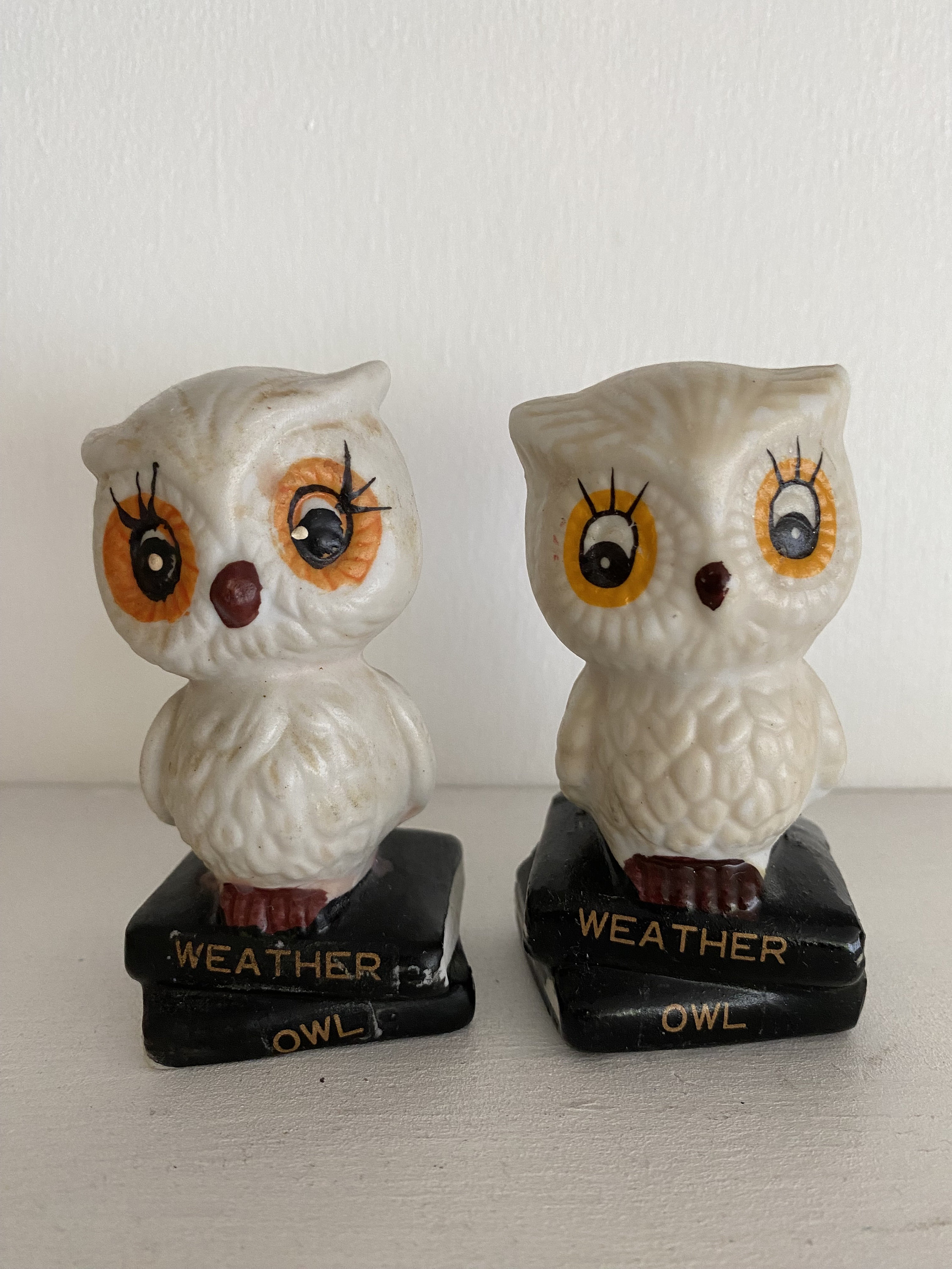 Vintage 60’s Pair Weather Owl Ceramic Figurines Mid Century MCM Retro ...