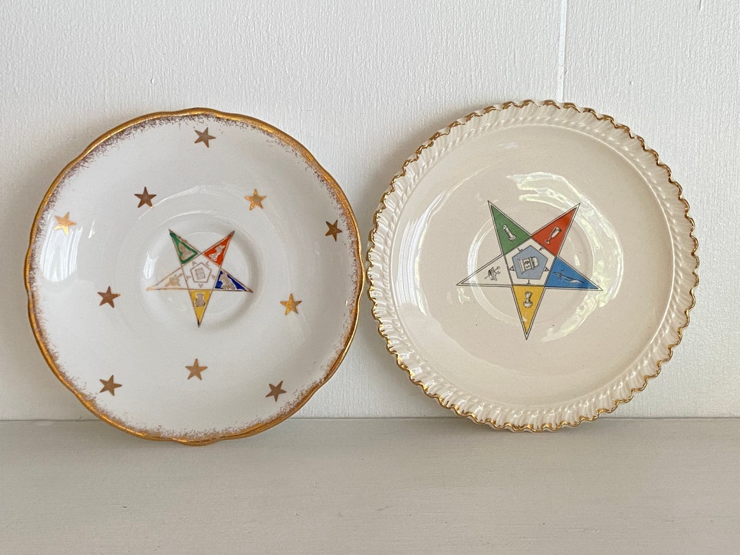 Vintage 60s 2 OES Masonic Lodge Mismatched Teacup Plates Gold - Etsy