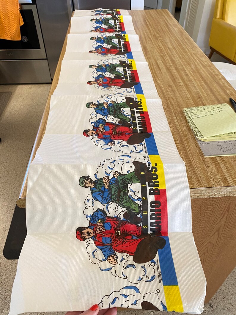 Vintage 90s Super Mario Bros. Paper Rectangle Tablecloth Retro Nintendo ...