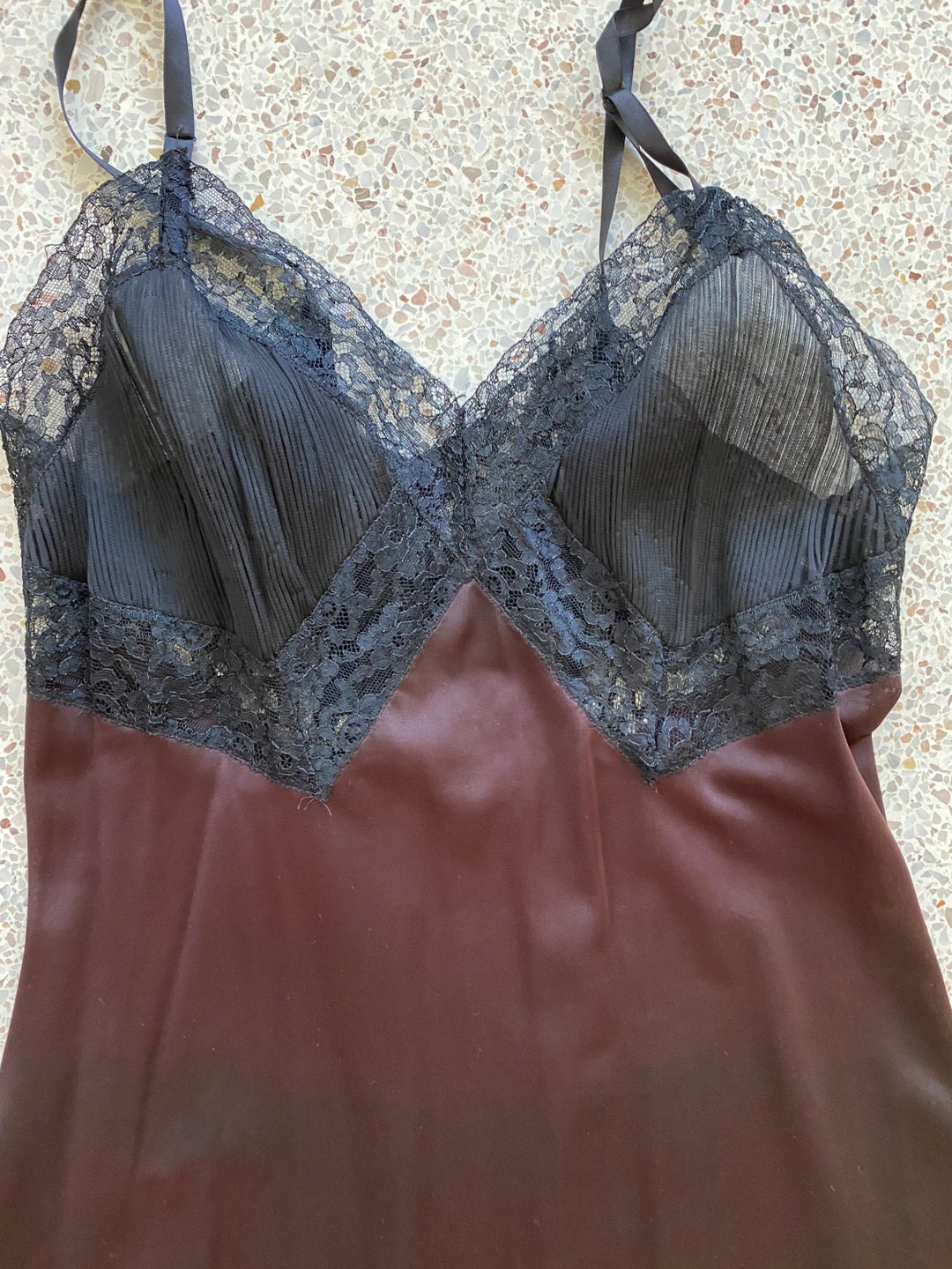 Vintage 50s Black Rayon Nylon Chiffon Knife Pleated Sheer Bust Volup 34 ...