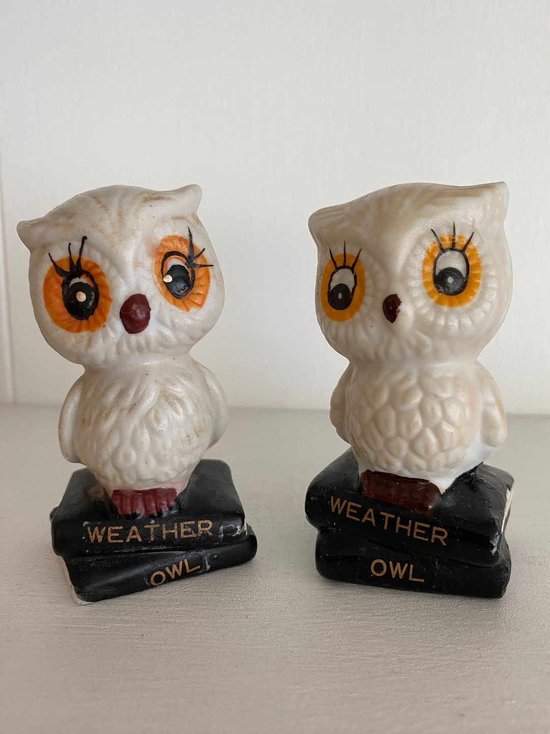 Vintage 60’s Pair Weather Owl Ceramic Figurines Mid Century MCM Retro ...