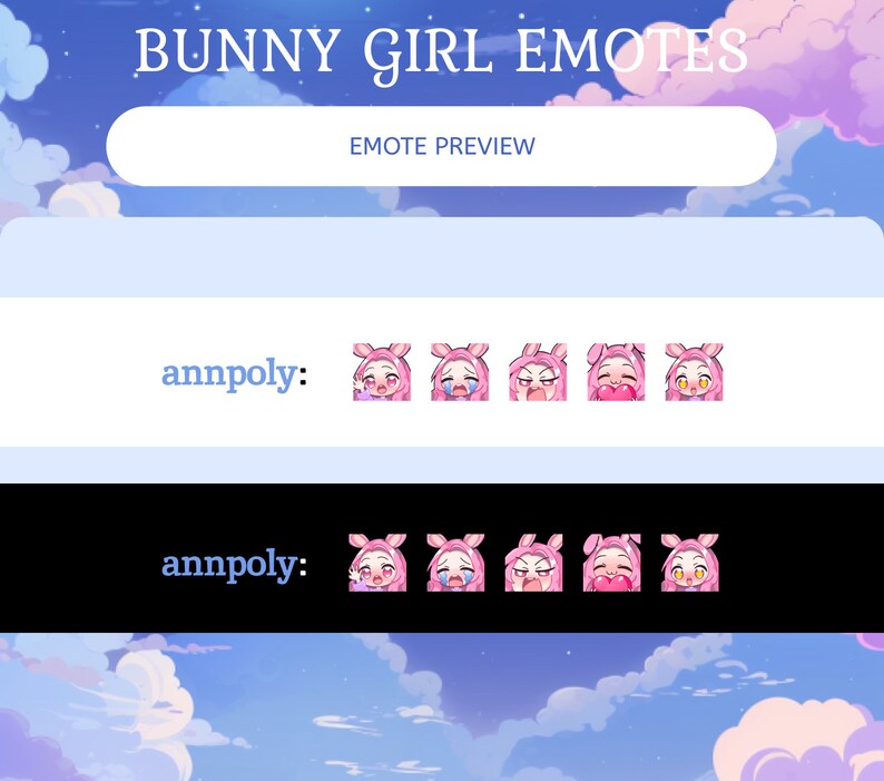 Chibi Twitch Emotes Pack set 1 girl, Streamer Twitch Stickers Heart ...