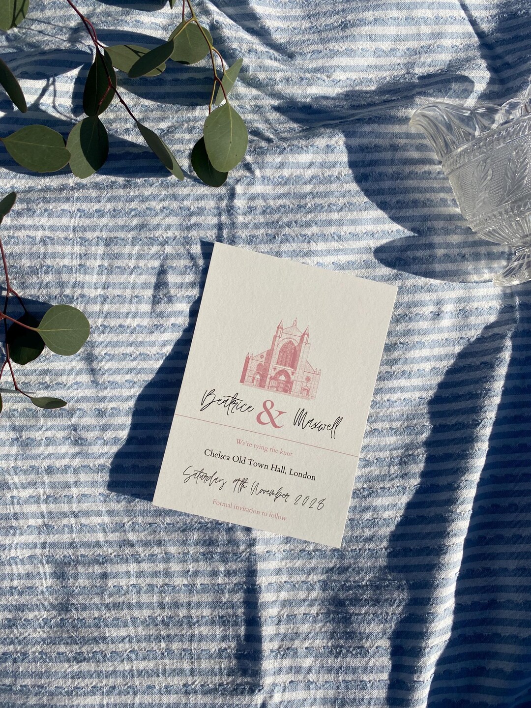 Traditional Minimal Church Save the Date, Clean Lines, Cursive, Modern ...