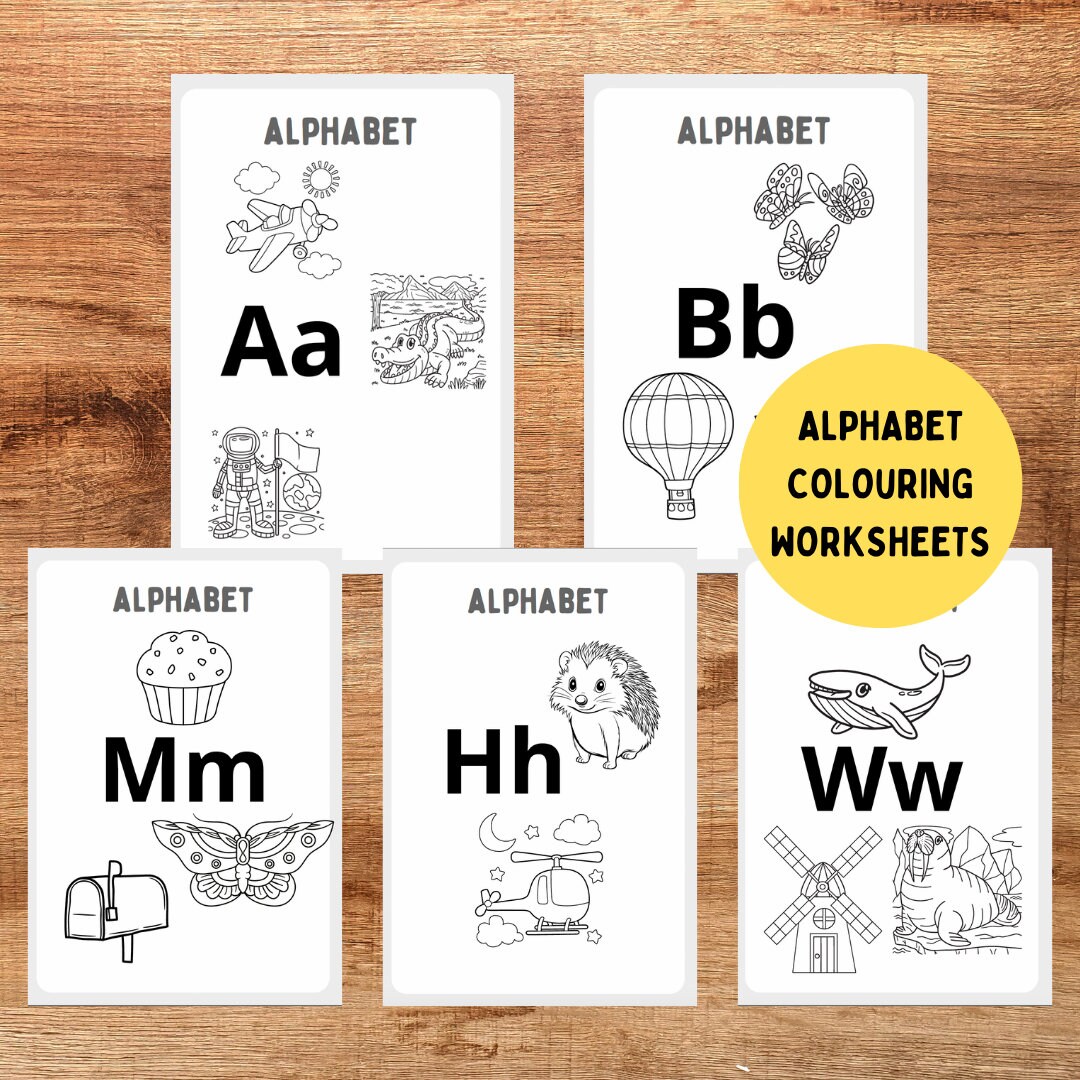 Alphabet Learning Worksheets - Fun Coloring Pages for Kids - Etsy