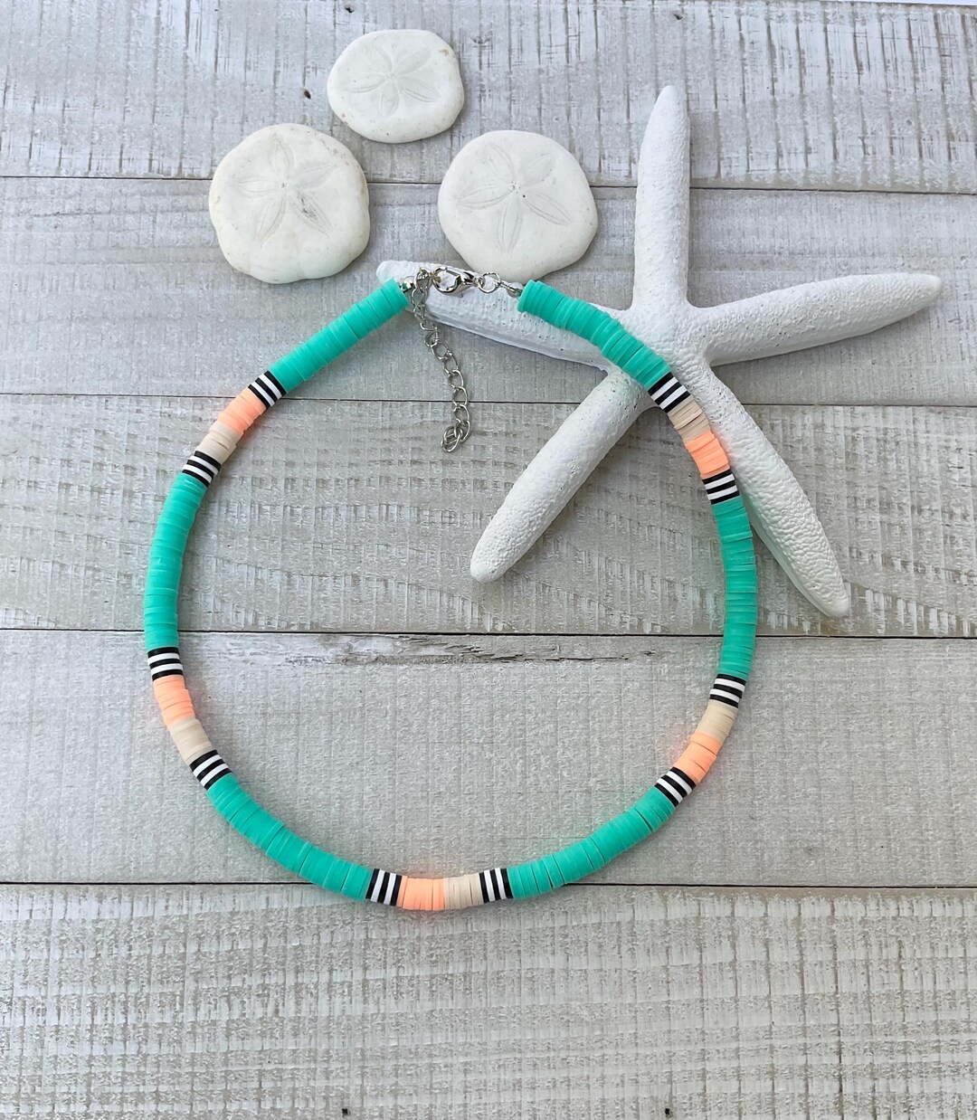 Heishi Bead Choker: Colorful Clay Polymer Surfer Necklace - Etsy
