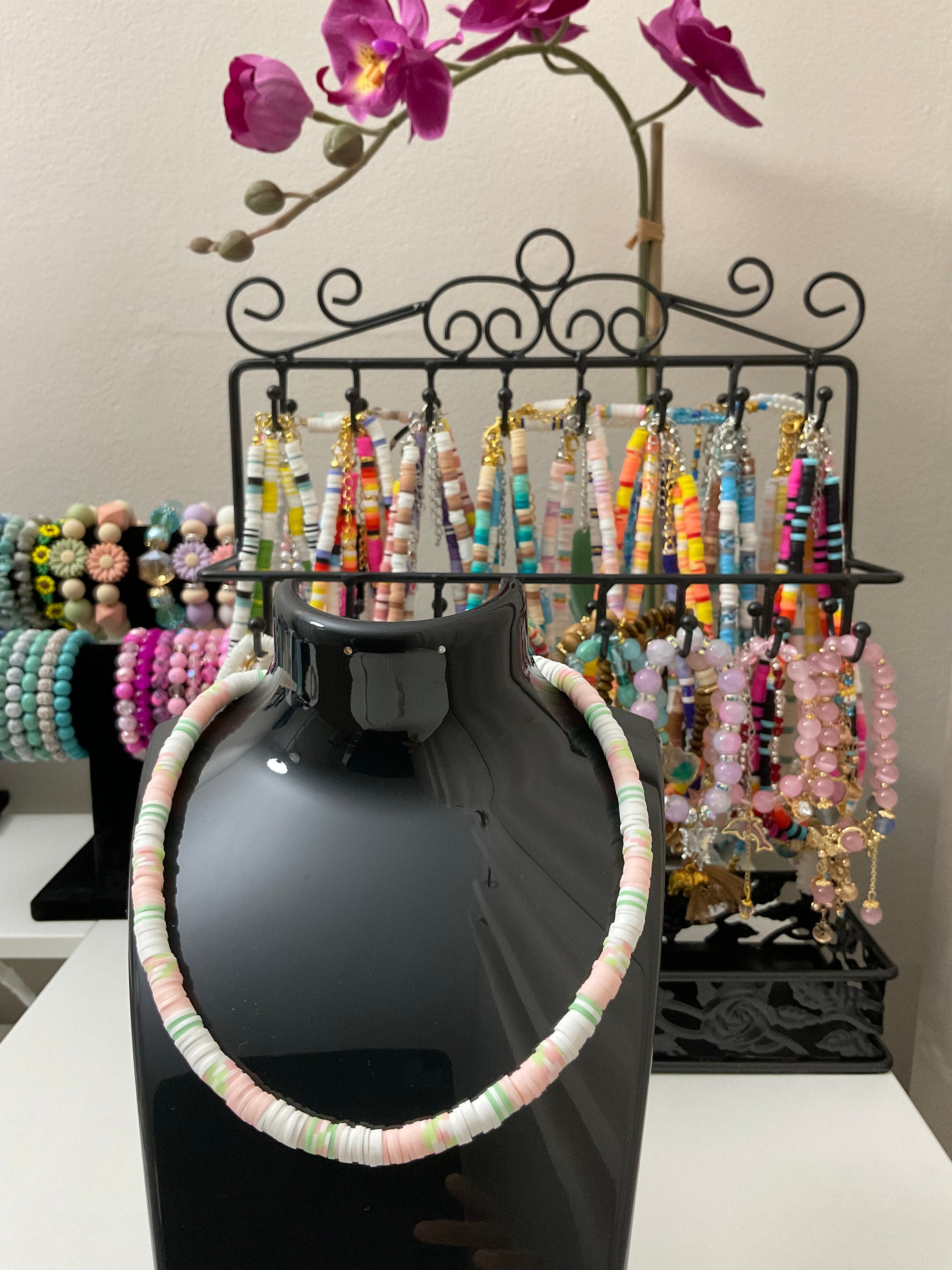 Pastel Heishi Surfer Necklace: Bohemian Beaded Polymer Clay Choker - Etsy