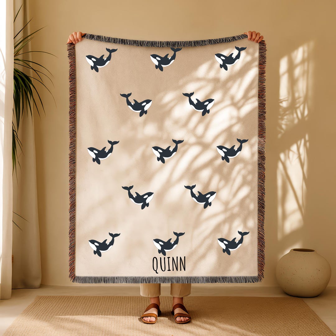 Orca Gift: Custom Name Blanket, Sea Otter Blanket, Ocean Nursery Theme ...