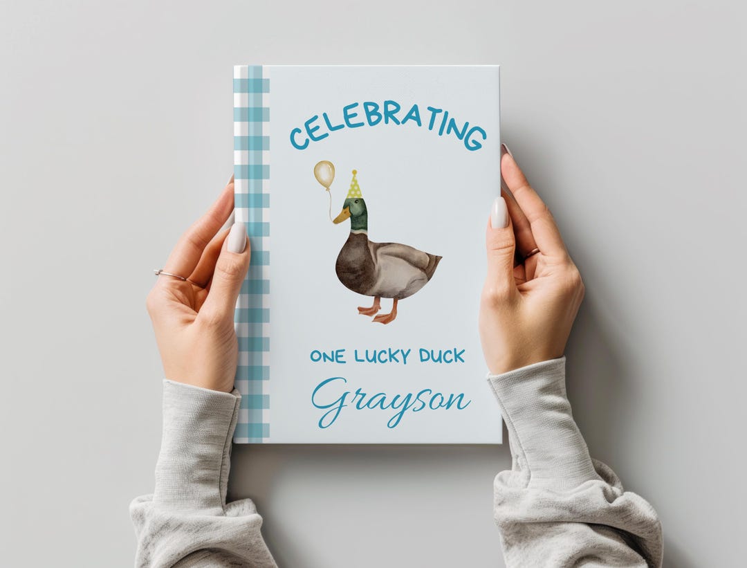 One Lucky Duck Birthday Guest Book: Personalized First Birthday ...