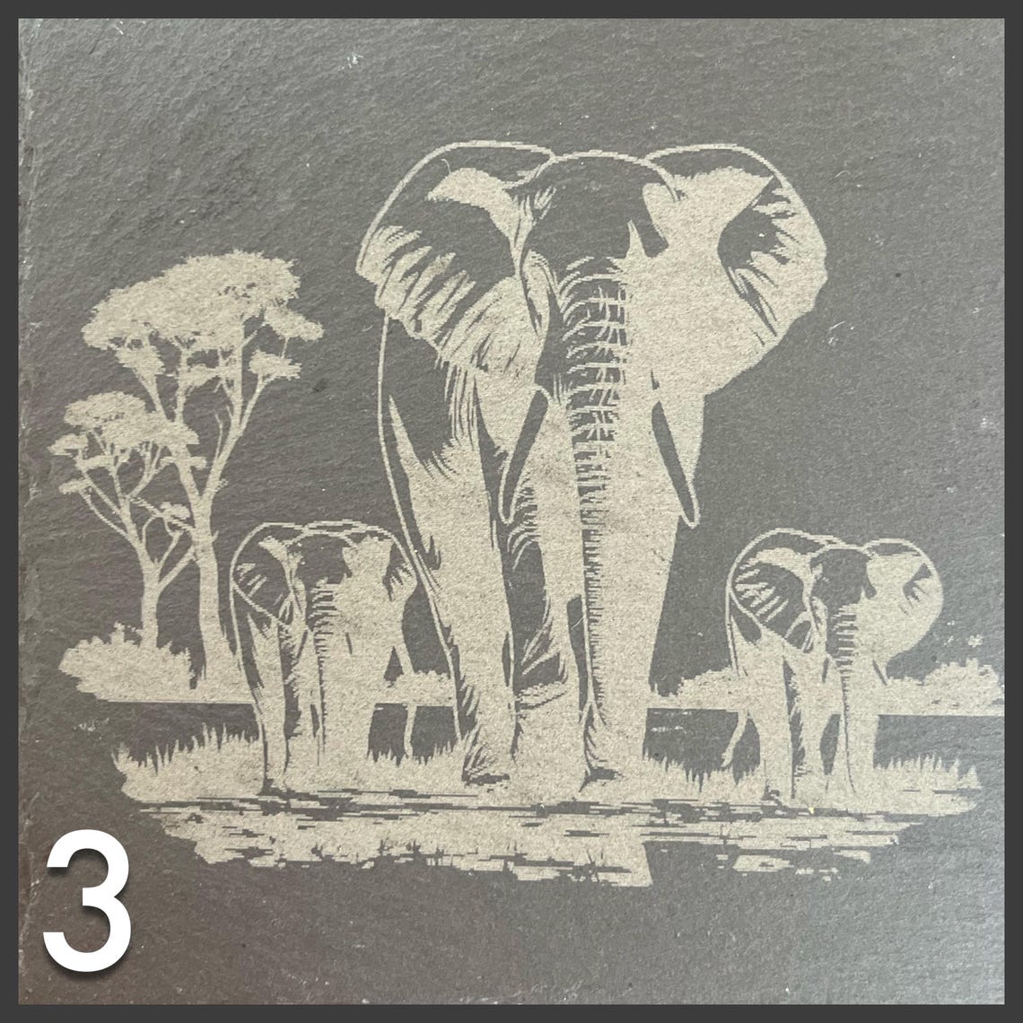 Elephant Engraved Slate Coaster Set of 4, Housewarming Gift, Drink ...