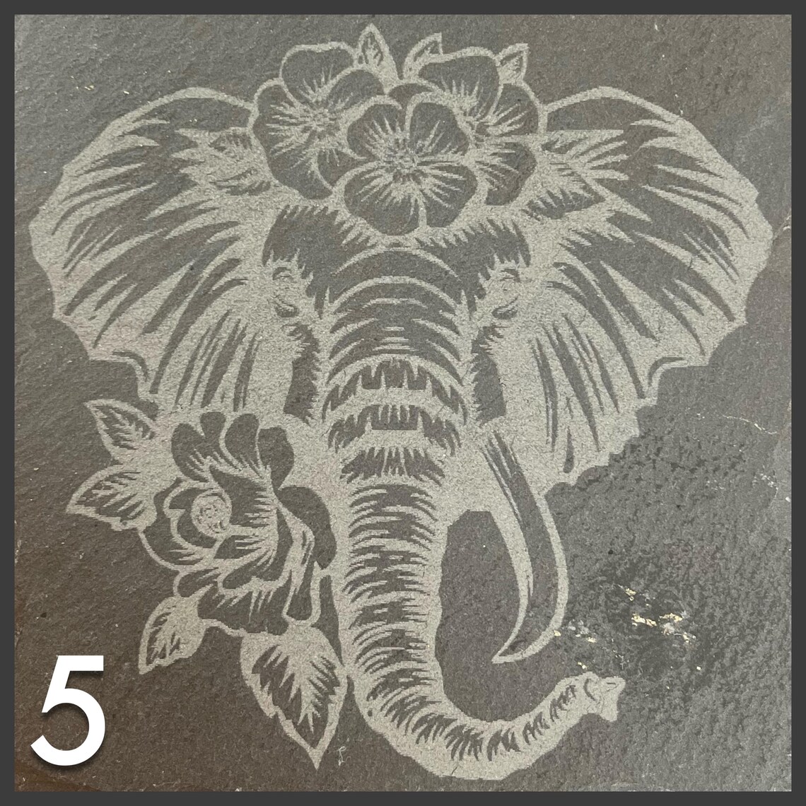 Elephant Engraved Slate Coaster Set of 4, Housewarming Gift, Drink ...