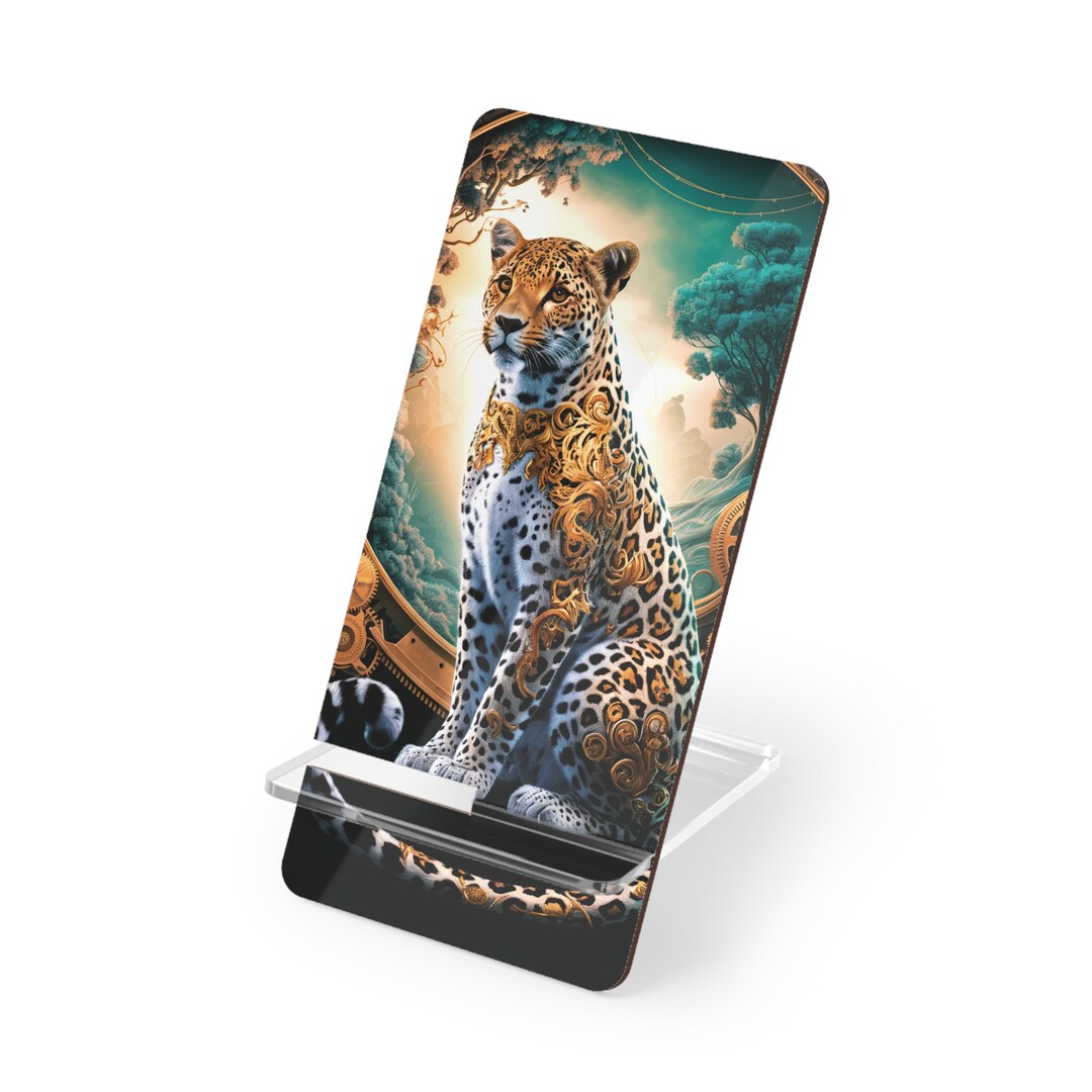 Animal Phone Stand, Leopard Design With Gold Art, Sturdy Desk and ...