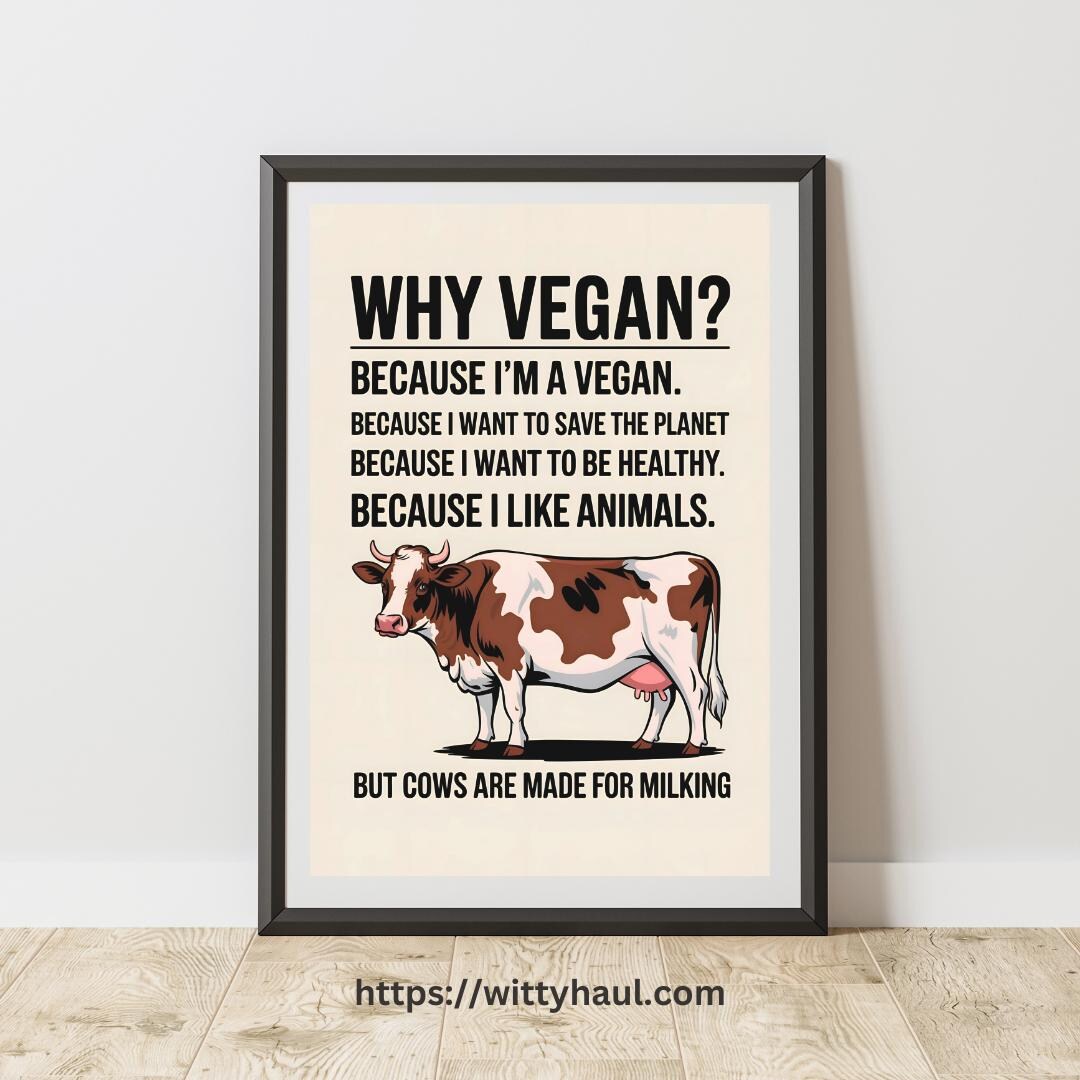 Funny Kitchen Wall Art, Humor Dining Room Art, Vegan Artwork, Vegan ...