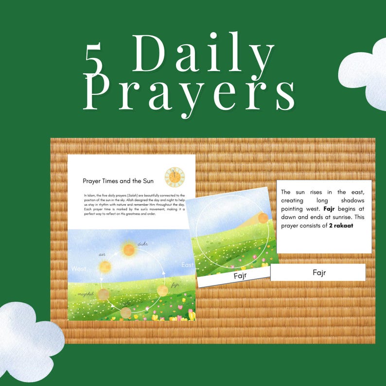 Daily Prayers 3-part Cards: Islamic Learning Resource (digital Download ...