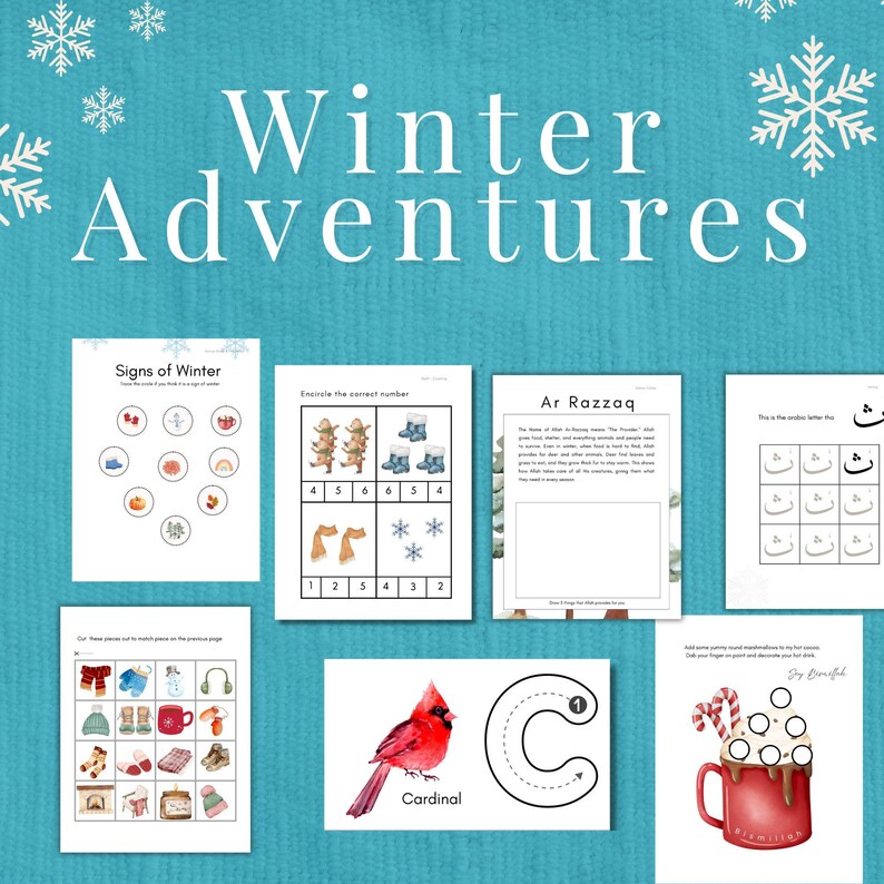 Winter Adventures Activity Workbook: Muslim Homeschool, Arabic Alphabet ...