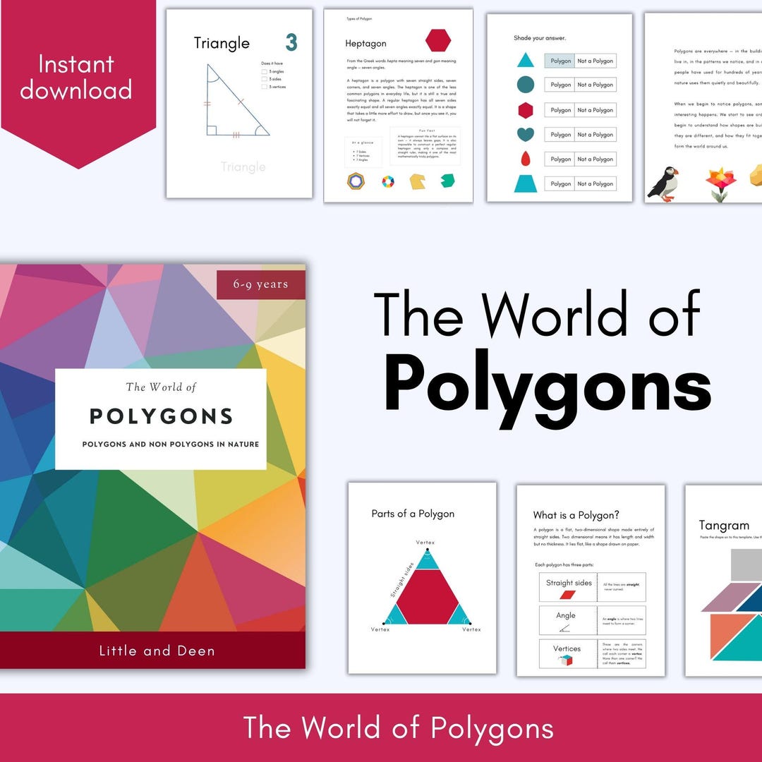 Montessori Polygons Worksheet Pack | Geometry Math Printable (ages 6-9 ...